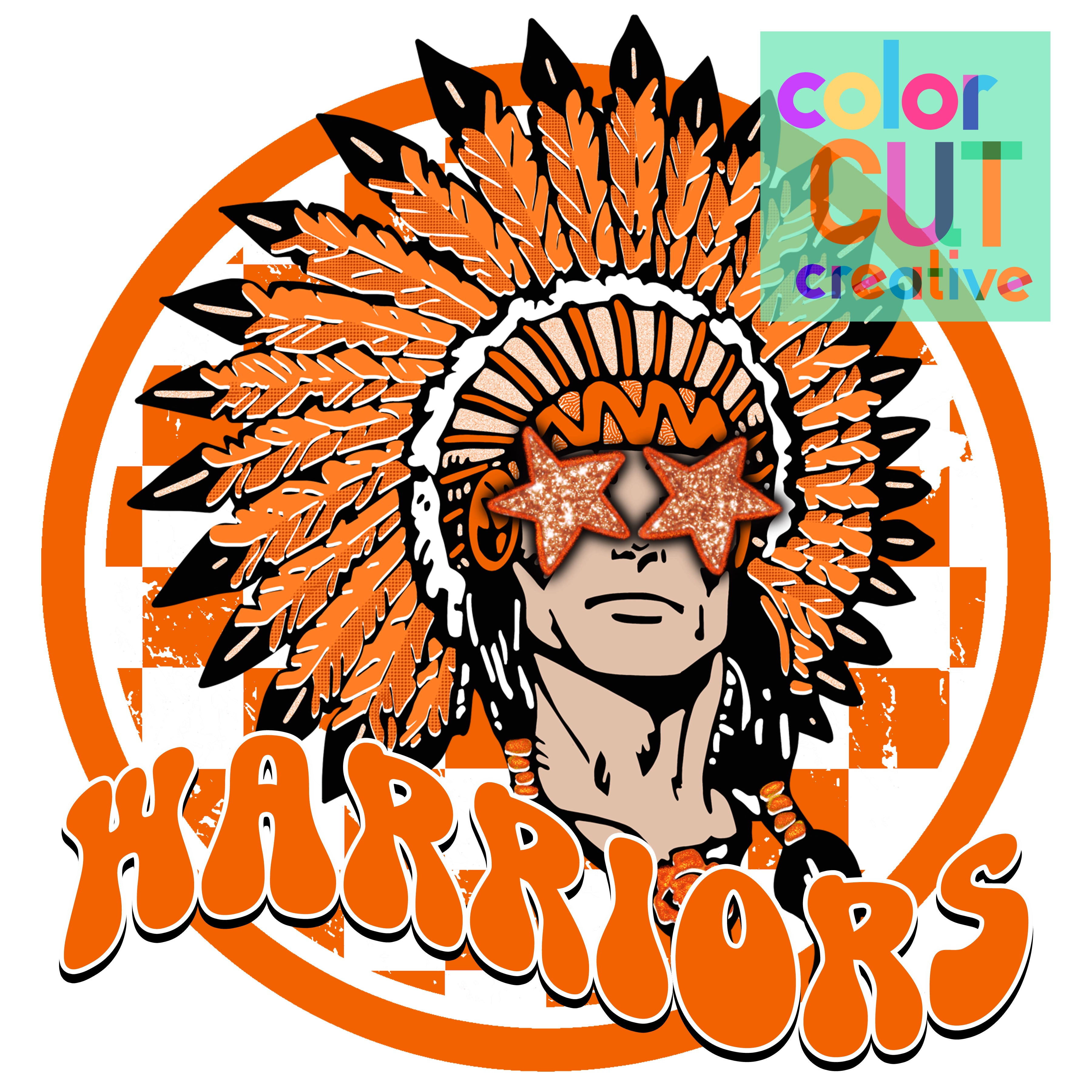 Warriors Mascot Orange Black – Color Cut Creative